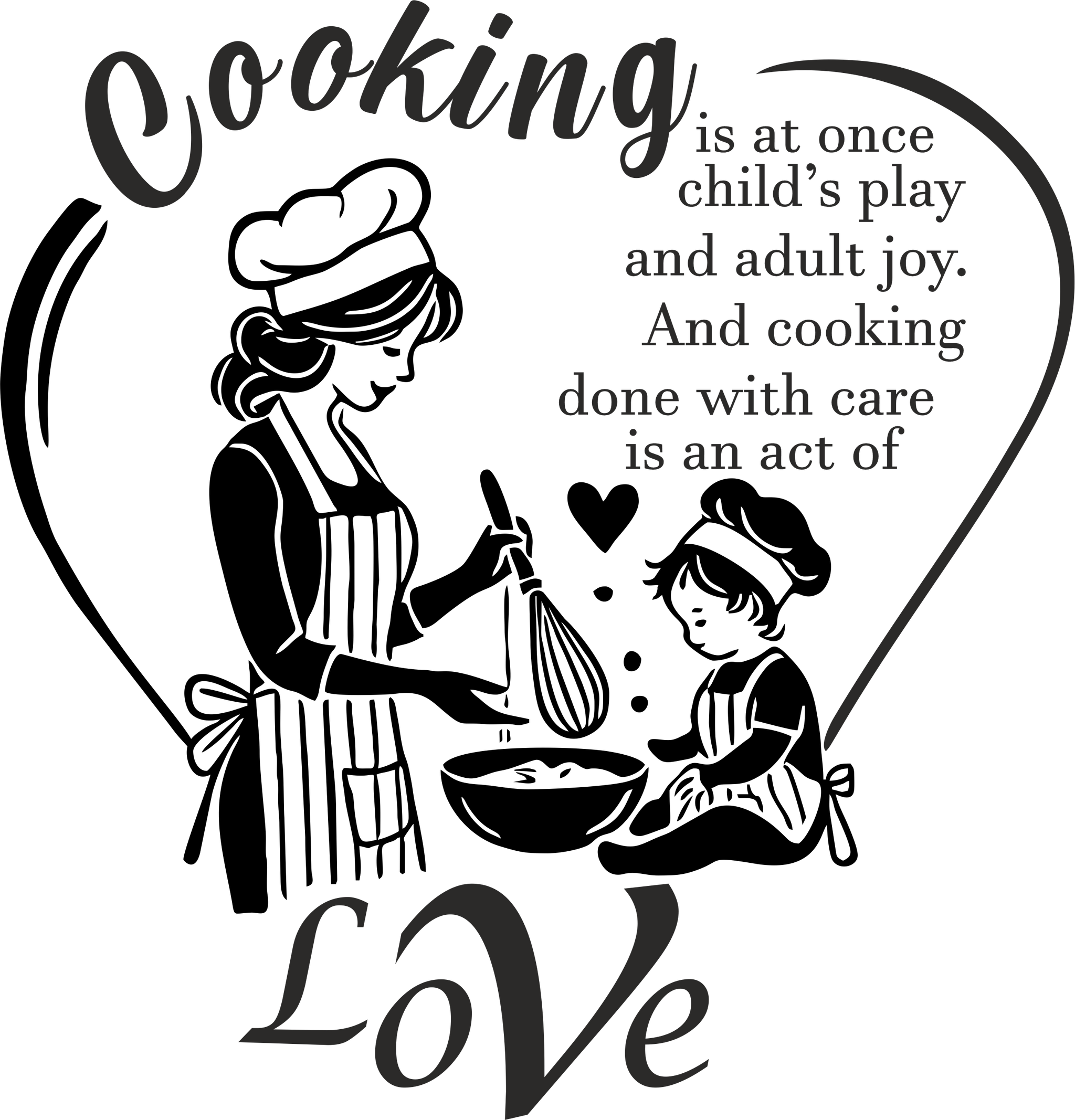 Kitchen Wall Decal – "Love & Joy" Cooking Quote Vinyl Sticker