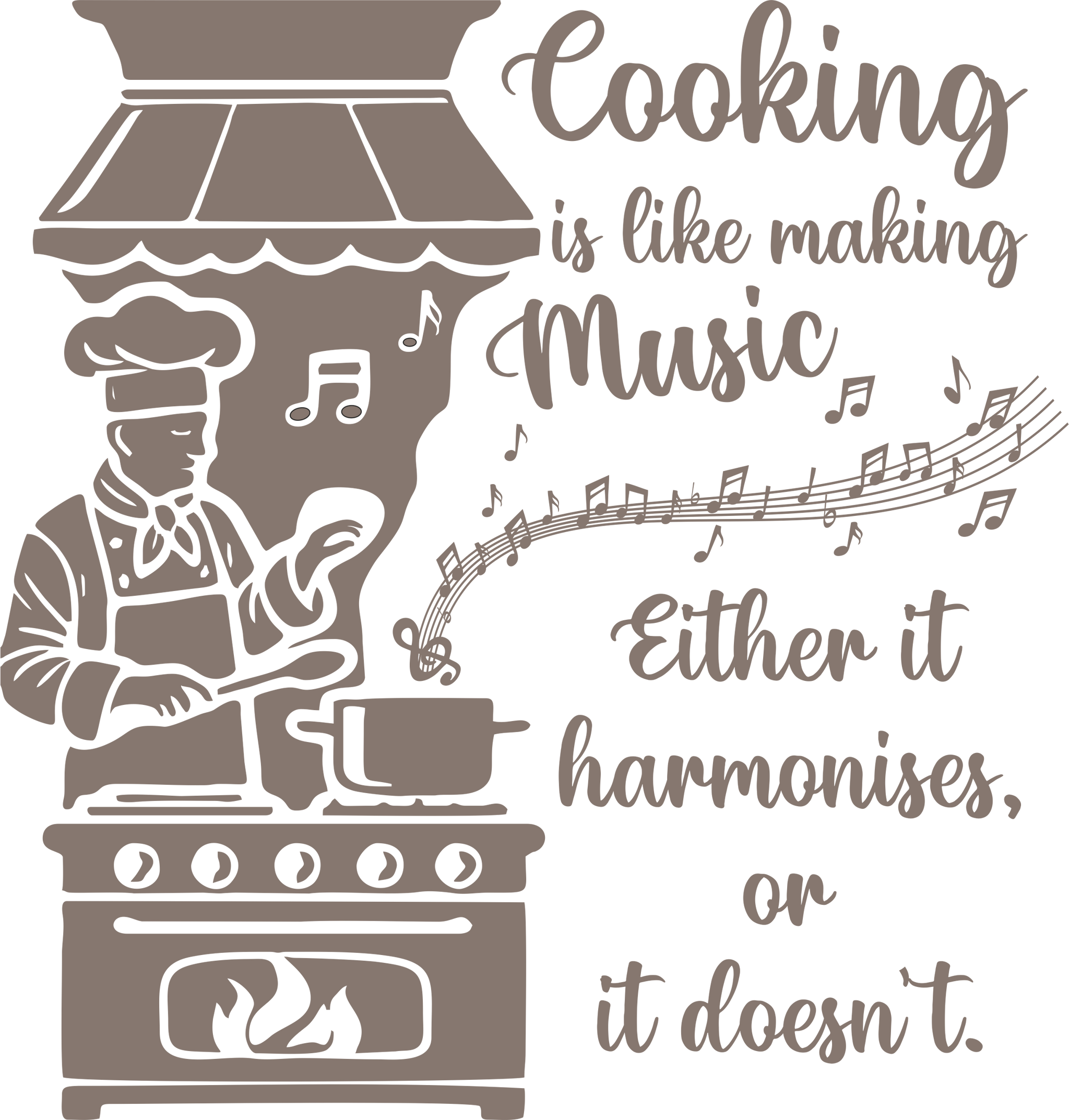 Cooking Quote Wall Decal – ‘Cooking is Like Music’ Kitchen Sticker